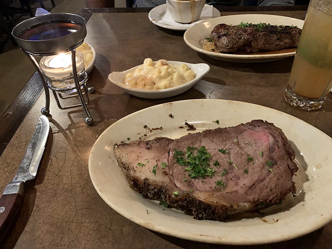 This prime rib isn't just dinner &ndash; it's a religious experience. The perfect pink center whispers sweet nothings while that seasoned crust shouts for attention.