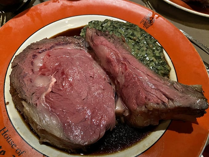 Behold the star of the show: prime rib so perfectly pink it makes vegetarians question their life choices. That's not meat&mdash;that's art.