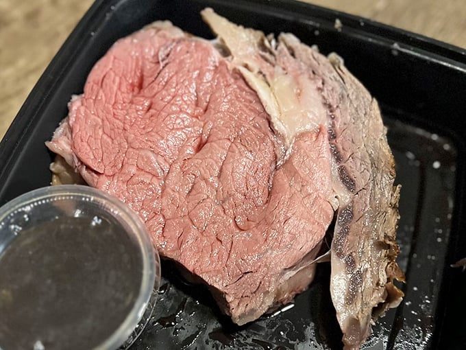 Behold the star of the show&mdash;perfectly rosy prime rib that doesn't need Instagram filters to look this good. Just pure, unadulterated beef perfection.