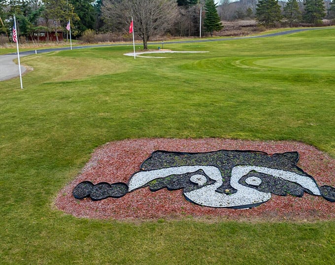 That Denison logo on the golf course? It's like finding a secret handshake mowed into the grass.