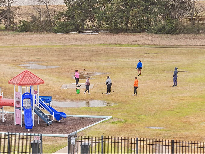 Local residents enjoy community parks where grandkids can burn energy while grandparents preserve their retirement savings.