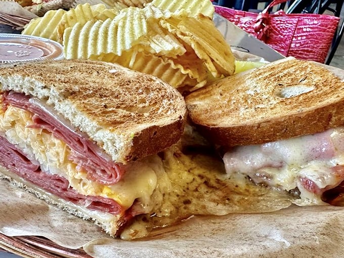Behold the Reuben that launched a thousand return visits – perfectly grilled, generously stacked, and unapologetically messy.