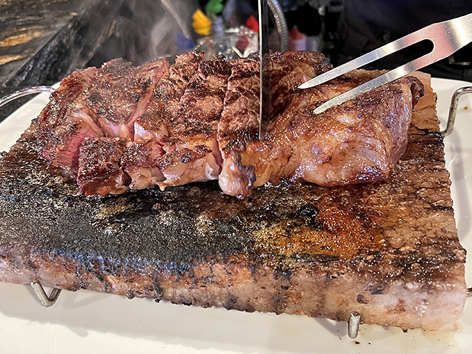 Behold the star of the show: a ribeye so perfectly seared it should have its own Instagram account. Meat nirvana achieved.