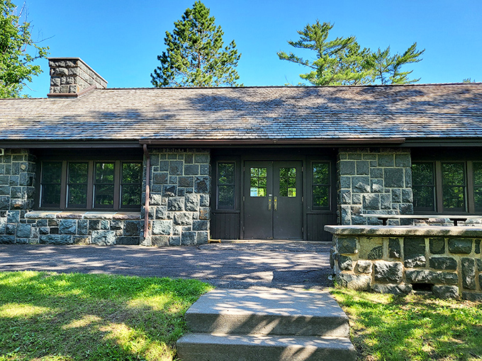 This isn't just any stone building&mdash;it's the River Inn, where rustic charm meets visitor information in a structure that's weathered decades of Minnesota seasons.