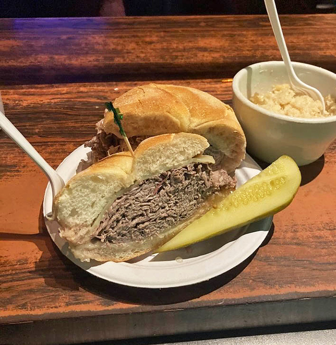 Behold the legendary roast beef sandwich in all its glory&mdash;thinly sliced, perfectly pink, and piled high enough to make your jaw stretch in anticipation.