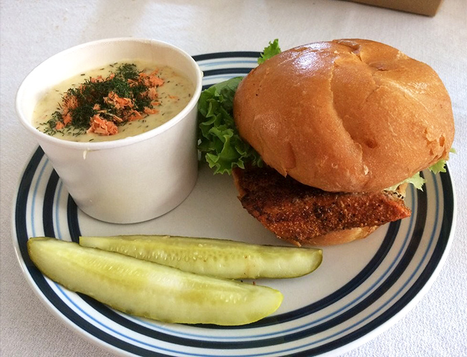 This blackened salmon sandwich doesn't just satisfy hunger&mdash;it tells a story of wild Alaska in every bite, accompanied by a chowder that could make a fisherman weep with joy.