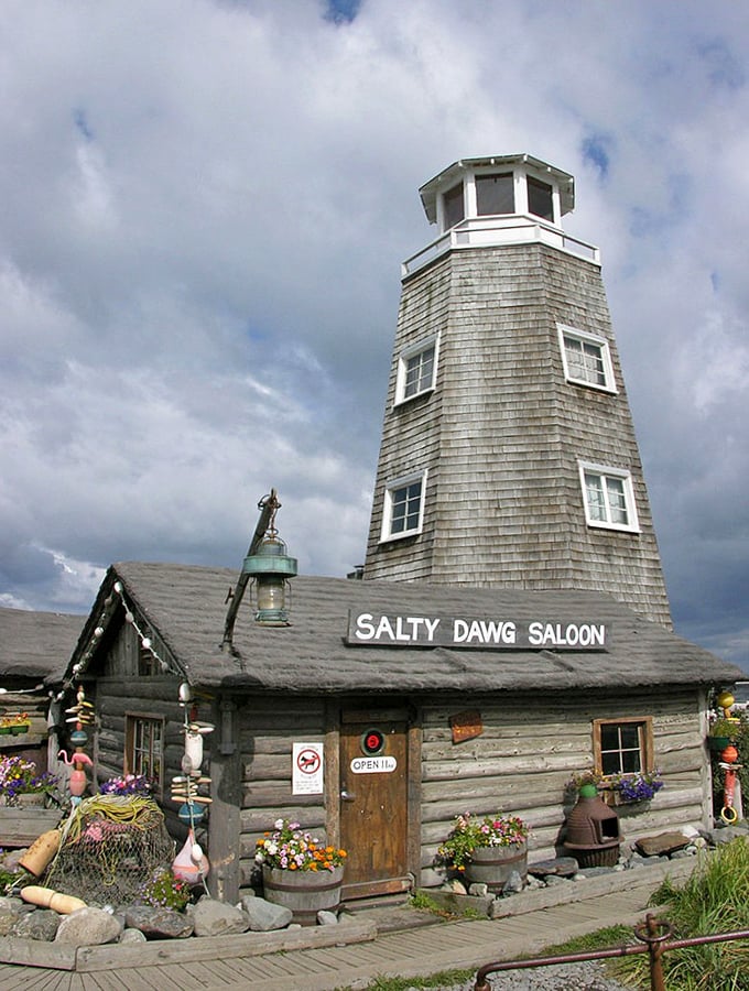 The legendary Salty Dawg Saloon, where dollar bills on walls tell stories and locals debate which president would make the best fishing buddy.