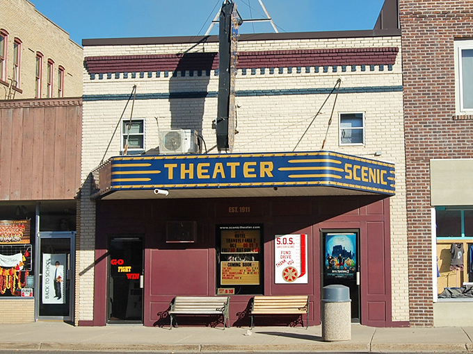The Scenic Theater stands as a nostalgic reminder of when date night meant sharing popcorn in a single-screen movie house.