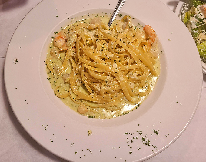 Behold the Seafood Alfredo in all its glory&mdash;ribbons of fettuccine swimming alongside plump shrimp in a sea of creamy decadence.