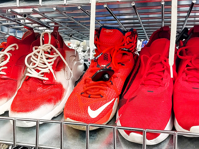 Shoe heaven exists, and it's filled with barely-worn Nikes. These crimson kicks might have cost someone a car payment&mdash;but for you? Lunch money.