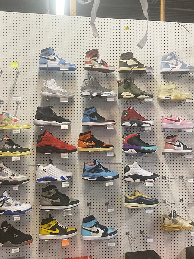 Sneakerhead heaven arranged with museum-like precision. Jordan aficionados make pilgrimages here like art lovers to the Louvre, except you can actually take these masterpieces home.