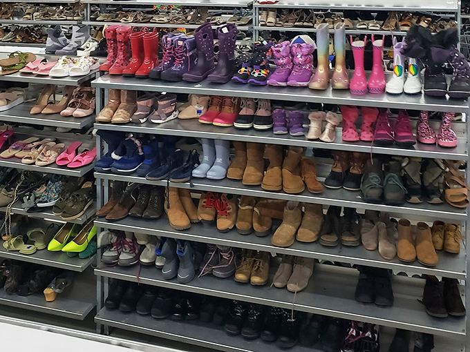 Rows of shoes in every color and style, proving someone else's impulse buy could be your perfect fit.