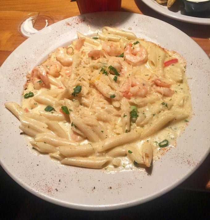 Creamy alfredo sauce meets plump Gulf shrimp in a pasta dish that'll make you forget about your diet instantly.