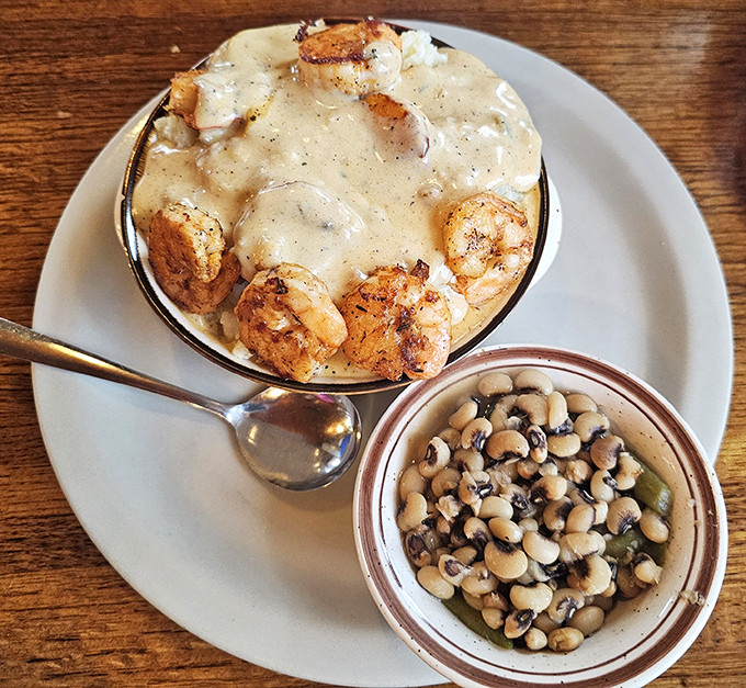 Shrimp and grits so heavenly they'd make a New Orleans chef weep with joy. That creamy sauce deserves its own fan club.