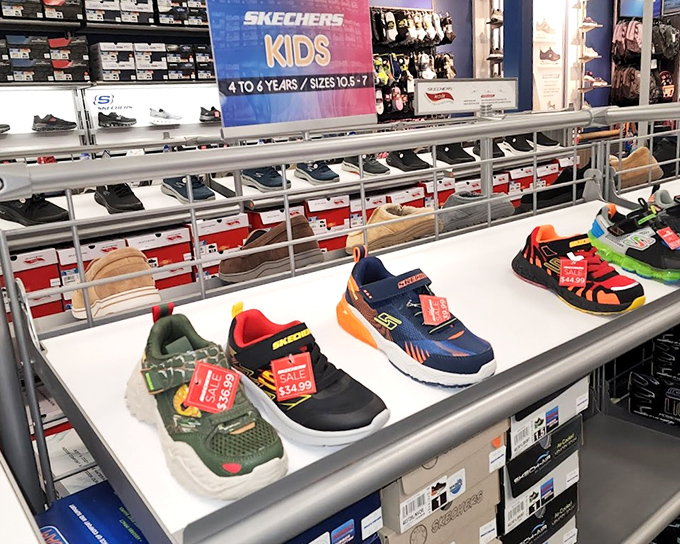 Tiny sneakers with not-so-tiny style. Skechers' kids' section proves fashion sense starts early—and apparently involves a lot more neon than adult footwear.
