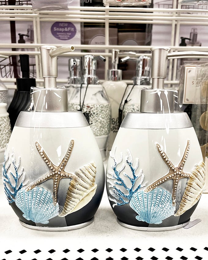 Beach vibes without beach prices! These coastal-themed soap dispensers bring a touch of seaside serenity to any bathroom counter.