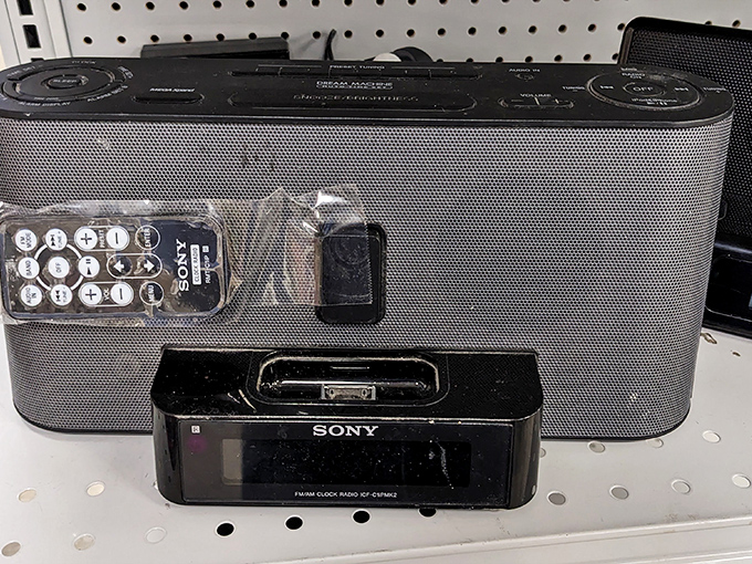 Remember when alarm clocks were the size of small toasters? This Sony Dream Machine awaits its next bedside gig.