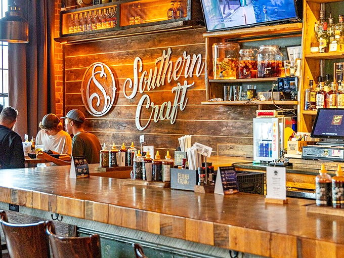 At Southern Craft, the warm wooden bar invites you to pull up a stool and stay awhile&mdash;proof that Southern hospitality comes in liquid form too.