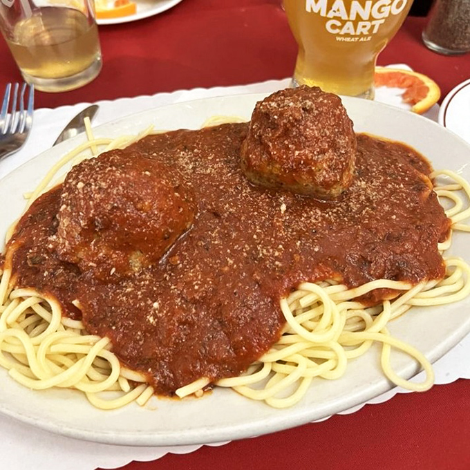 Spaghetti and meatballs – the holy trinity of pasta, sauce, and meat spheres that would make any nonna weep with pride.