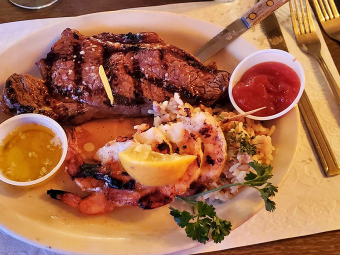 This surf and turf plate doesn't just satisfy hunger &ndash; it settles the eternal debate of "steak or seafood?" with a resounding "Why not both?"