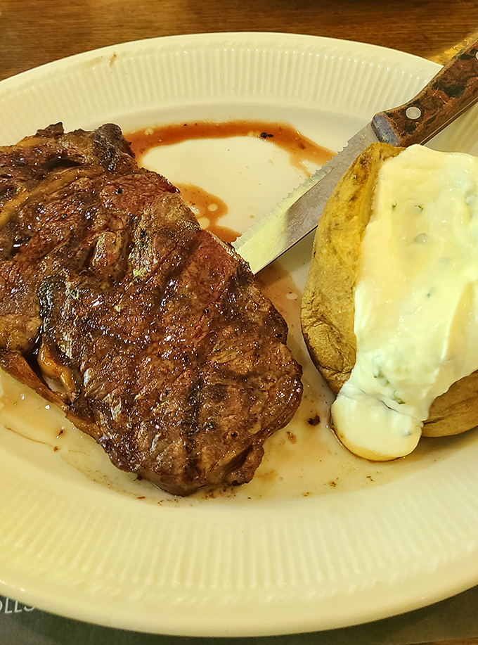 This perfectly seared steak with its glistening surface tells you everything you need to know about why people drive for hours just for dinner.