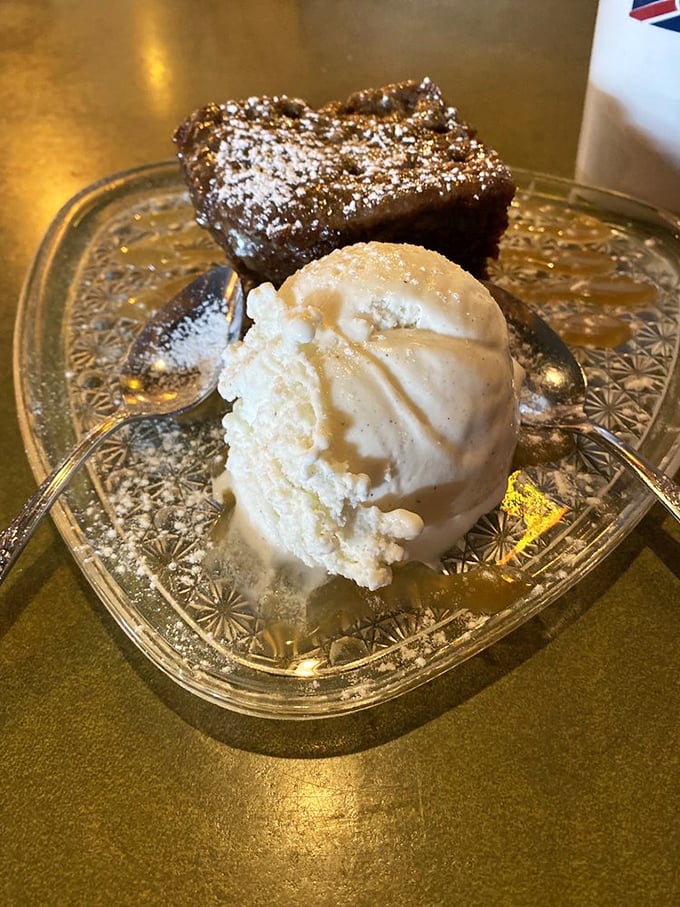 Sticky toffee pudding that's worth crossing an ocean for&mdash;or at least Interstate 69&mdash;paired with vanilla ice cream that melts into all the right places.