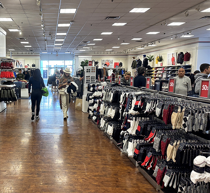 Serious shoppers on the hunt. Notice the focused expressions and strategic shopping bags&mdash;these are not amateurs, folks, these are discount professionals at work.