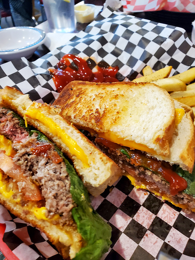 Behold the grilled cheese that launched a thousand cravings. Perfectly golden bread giving way to a cascade of melty goodness and savory beef.