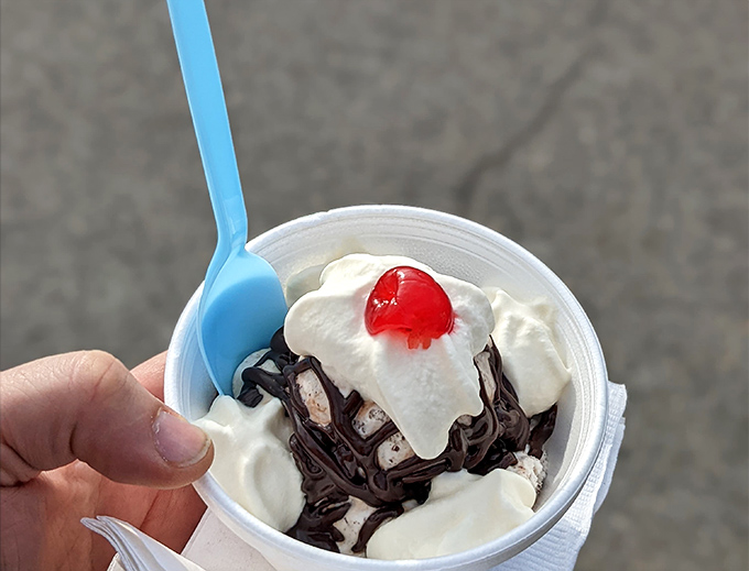 A hot fudge sundae so perfect, Michelangelo would've traded his chisel for a spoon.