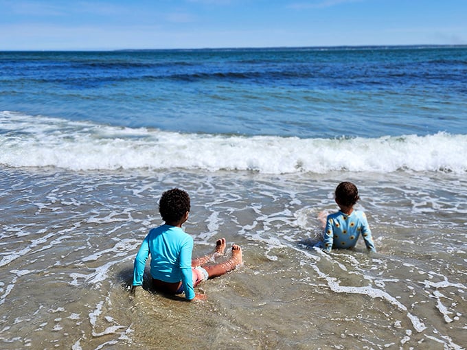 Nothing says "summer in Massachusetts" quite like tiny humans experiencing the Atlantic's refreshing reminder that, yes, water can indeed feel like ice.
