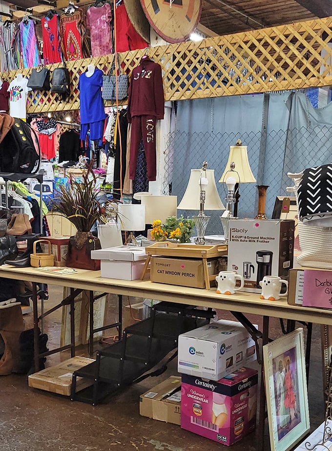 Modern meets vintage in this eclectic display. That cat window perch box might be the perfect gift for your feline overlord.