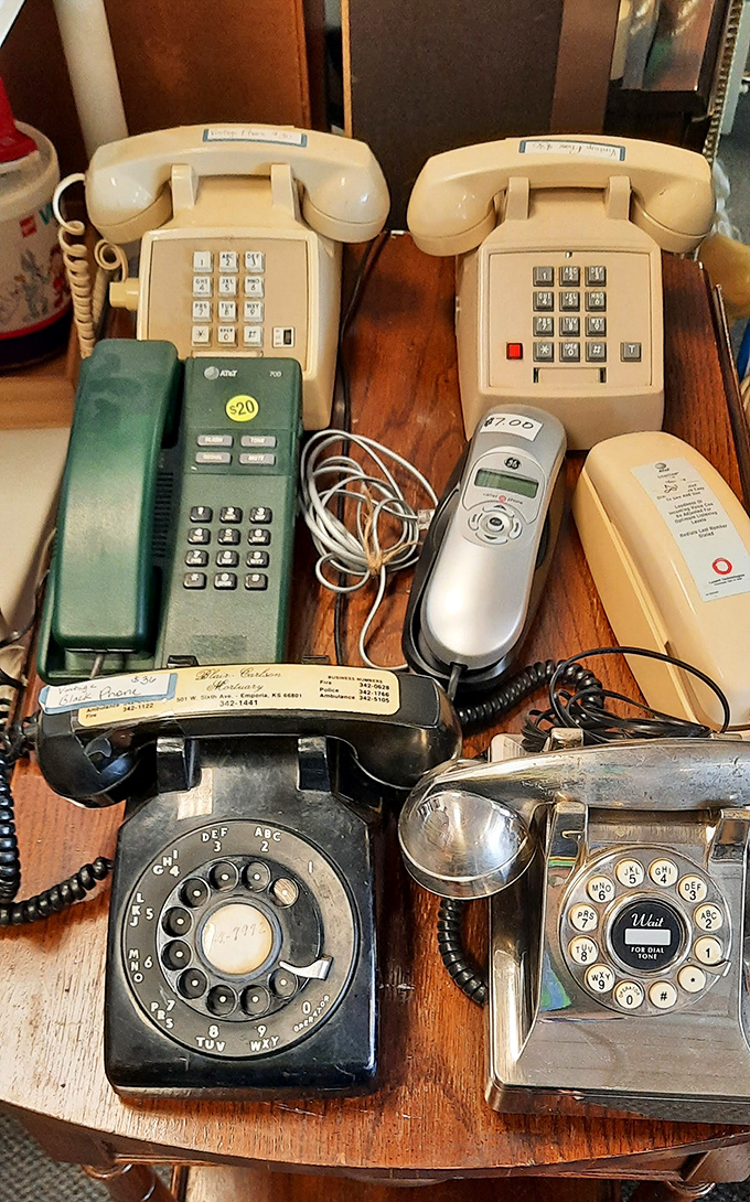 The evolution of communication, displayed in beautiful vintage. Remember when phones were for talking and not for doom-scrolling through social media?