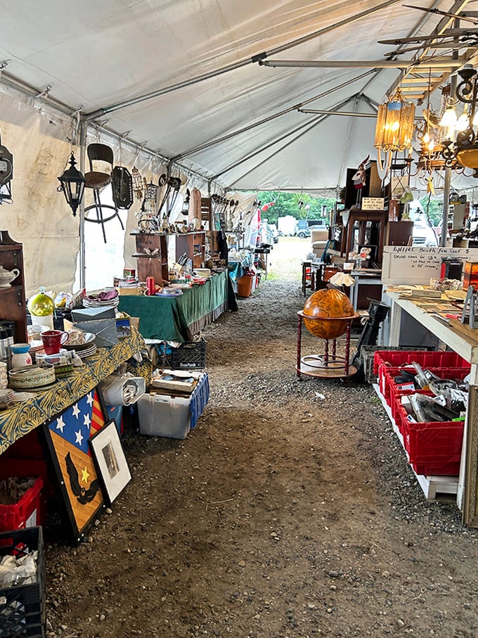 Treasure hunting under canvas! These tented galleries transform muddy fields into museums where every item tells a story.