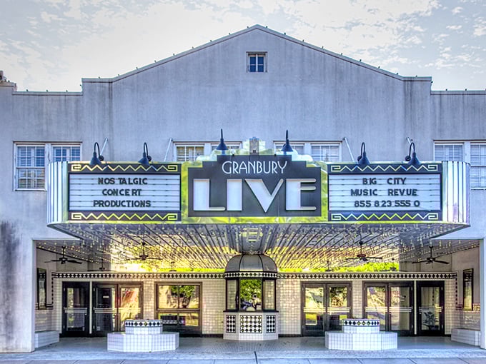 Granbury Live's Art Deco marquee promises entertainment that doesn't require a second mortgage or parking garage navigation skills. Small-town showbiz at its finest.