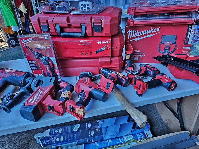 Tool heaven for DIY enthusiasts! This Milwaukee collection would make Tim Allen grunt with approval and your neighbor green with envy.