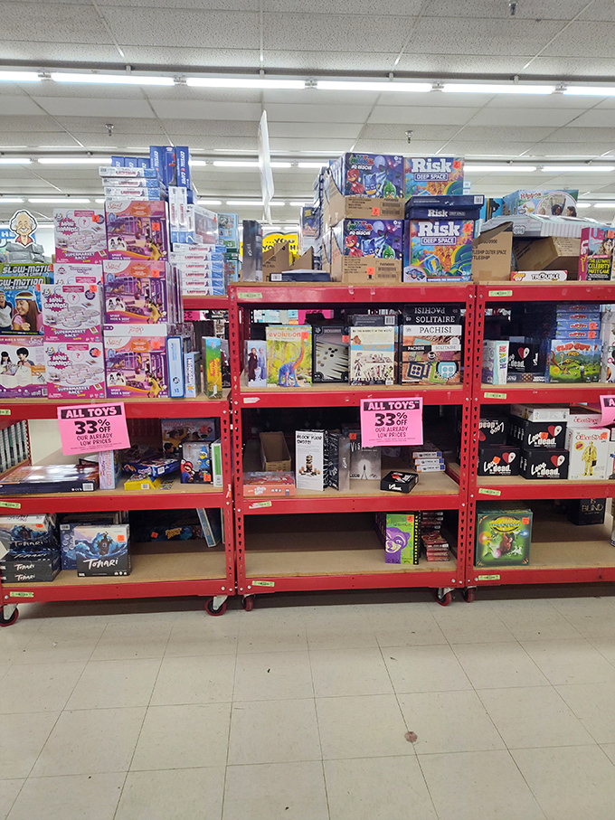 The toy section transforms adults into kids again, offering brand-name games and activities that make gift-giving a joy rather than a budget-busting obligation.