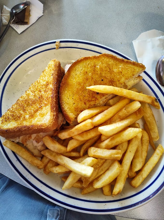 The star of the show: golden-grilled bread embracing melty cheese and turkey. This sandwich doesn't need fancy plating&mdash;it lets the flavor do all the talking.