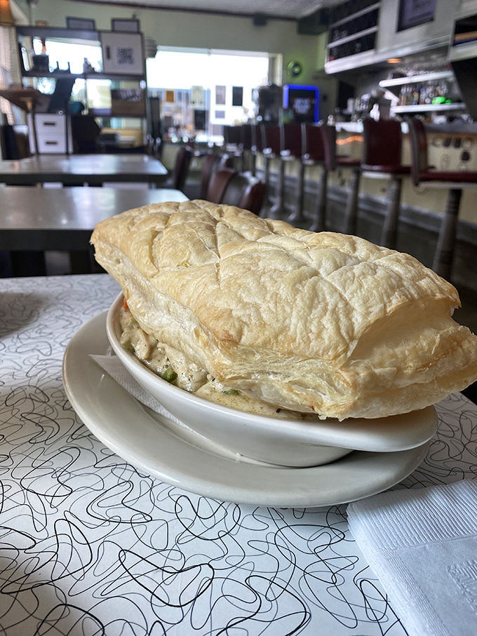 That's not just a pot pie&mdash;it's a golden-domed cathedral of flaky pastry concealing a heavenly congregation of turkey and vegetables.