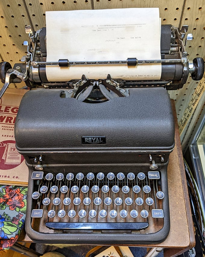This Royal typewriter has probably written love letters, grocery lists, and maybe the Great American Novel. Stories within stories, waiting to be told.