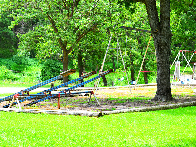 Simple pleasures reign supreme at Valentine City Park, where these old-school teeter-totters remind us that childhood joy needs no batteries or Wi-Fi.