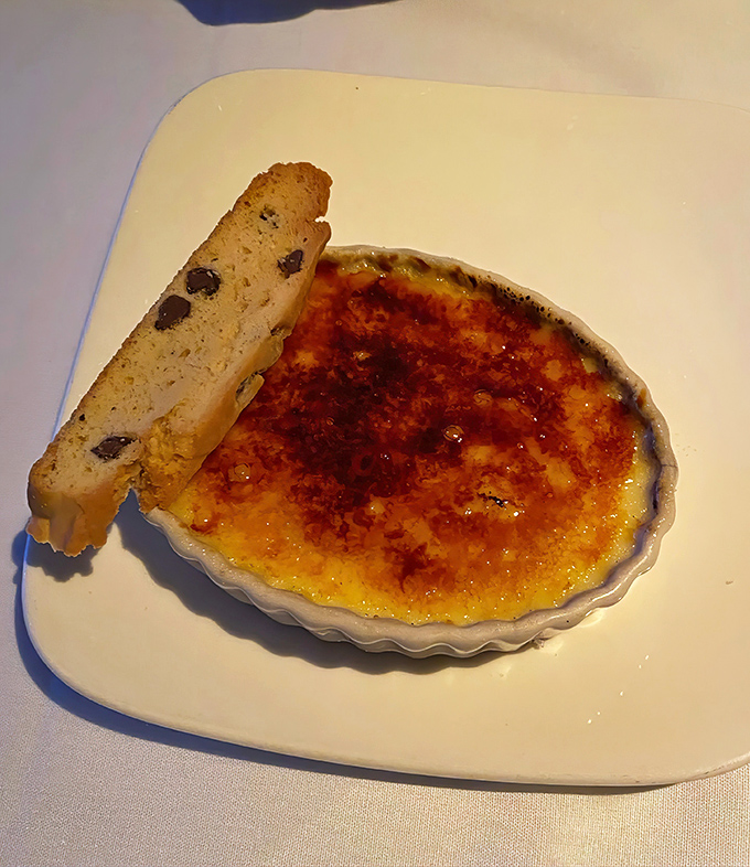 Cr&egrave;me brulee with that perfect caramelized top&mdash;crack it with your spoon like you're breaking into Fort Knox.