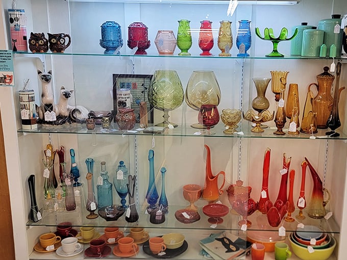 Mid-century glassware catches the light like jewels in a treasure chest. These aren't just vessels&mdash;they're conversation pieces waiting to happen.