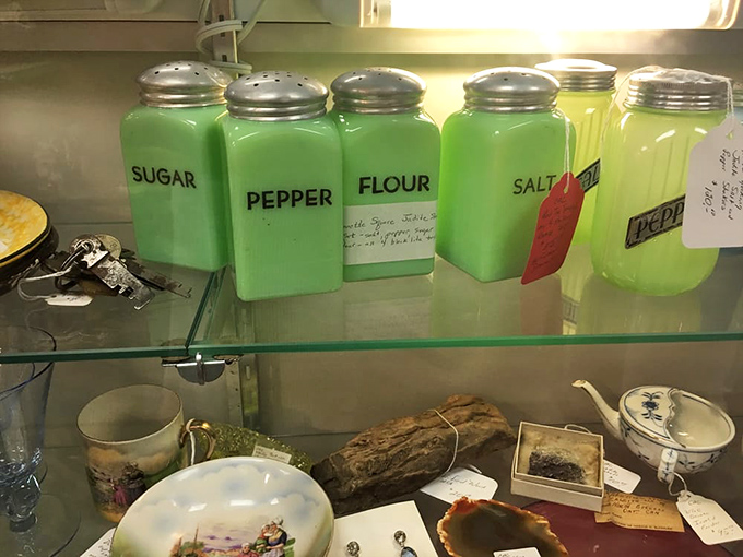 Jadeite glass shimmers like edible emeralds &ndash; grandmother's kitchen staples now coveted treasures of the collecting world.