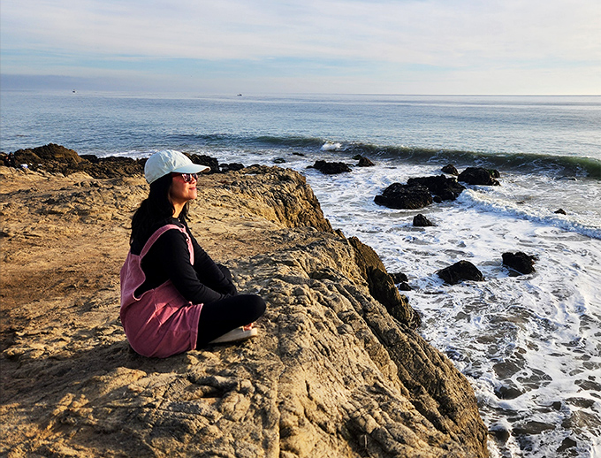 Contemplation rocks: where visitors perch like modern-day philosophers, watching the eternal dance between wave and stone. Malibu's natural meditation studio.