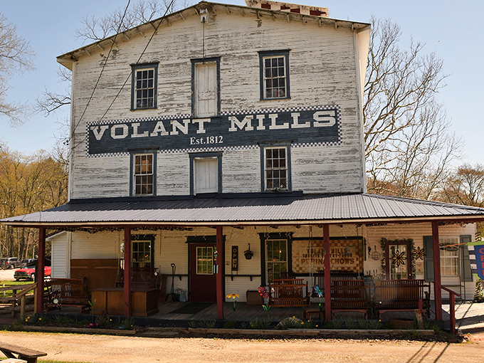 Volant Mills stands as a delicious time capsule from 1812. If these weathered wooden walls could talk, they'd probably ask for another slice of pie.
