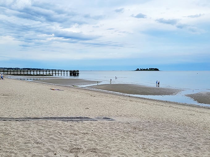 Silver Sands State Park stretches out like nature's welcome mat. At low tide, the beach invites barefoot explorers to leave footprints.