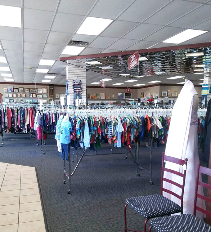 The clothing section rivals department stores in variety, minus the heart-stopping price tags and overzealous cologne spritzers.