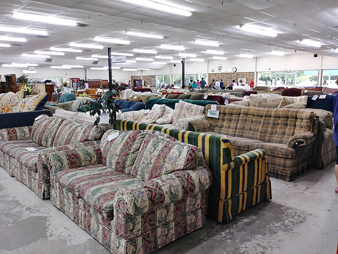Couch paradise! More floral patterns than your grandmother's garden, each with stories to tell and naps waiting to happen.