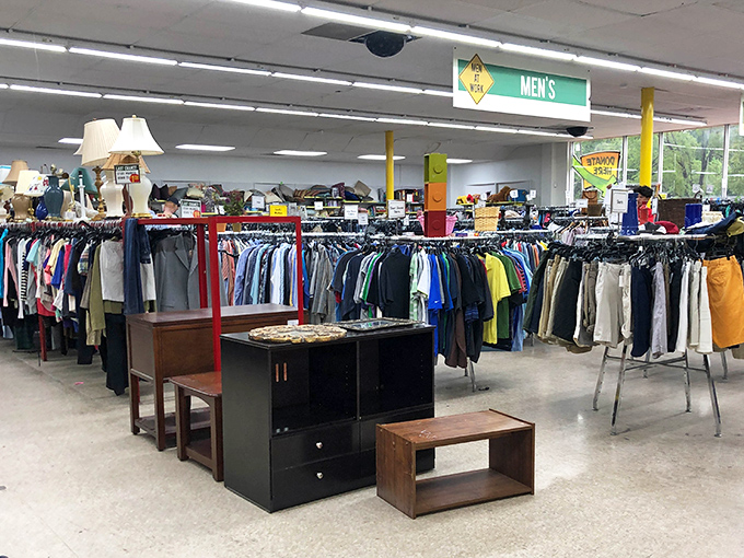 The men's section offers everything from casual tees to business attire. That perfect blazer for your next job interview might be hiding right here.
