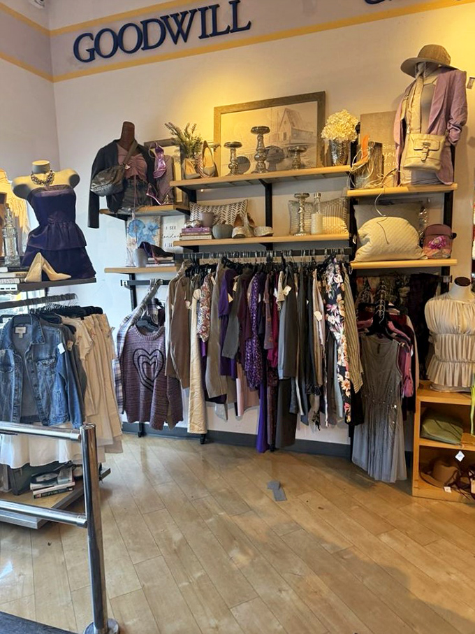 The women's clothing area is thoughtfully arranged with mannequins showcasing styling possibilities that range from office-appropriate to weekend-casual ensembles.